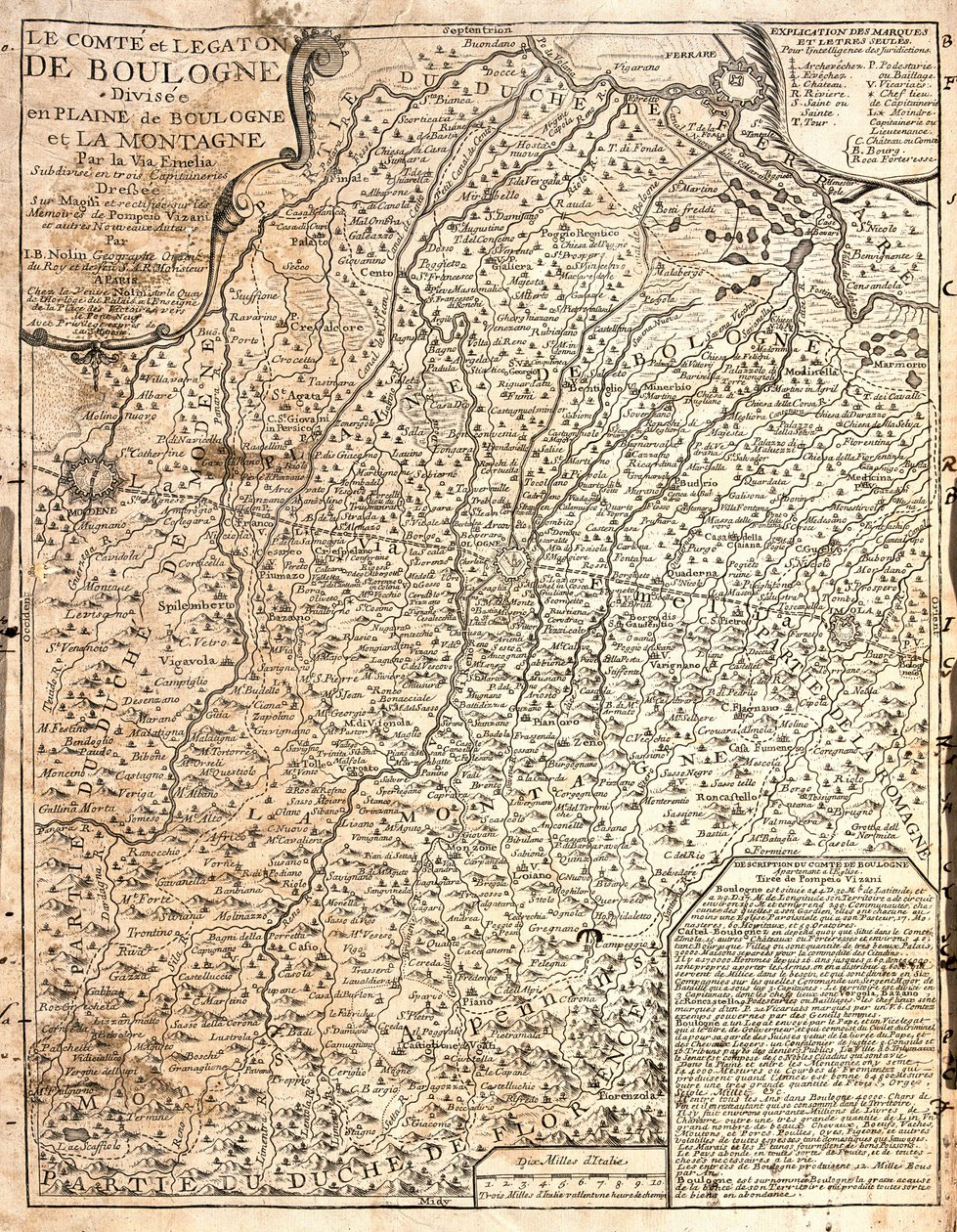 Map of County of Boulogne, France by Jean-Baptiste Nolin