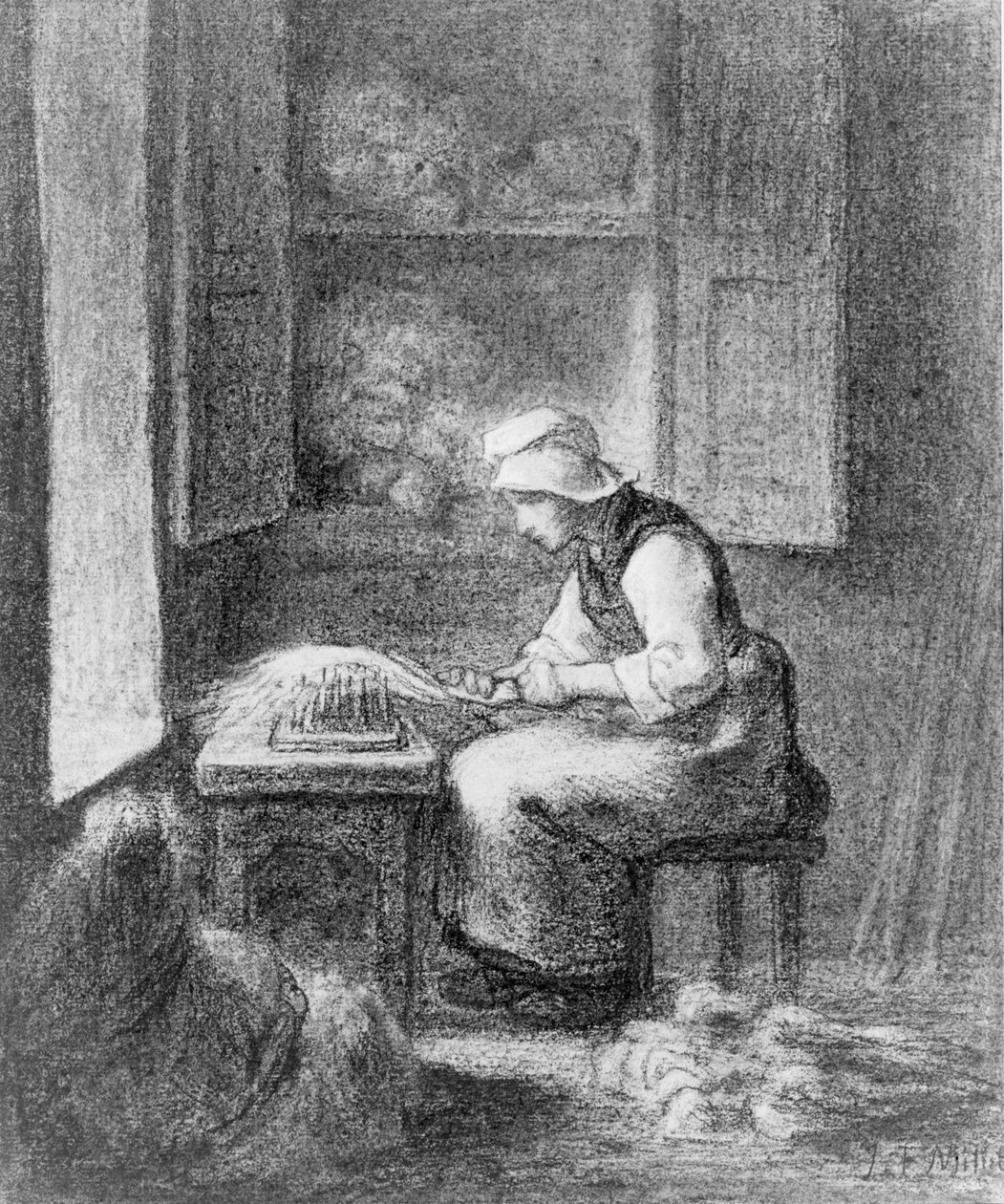 The Carder by Jean Francois Millet: Buy fine art print