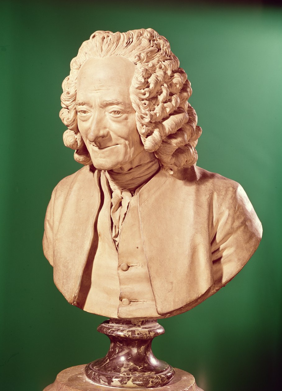 Bust of Voltaire by Jean-Antoine Houdon: Fine art print