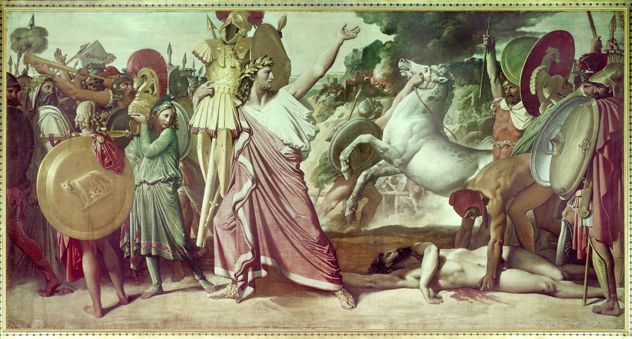 Romulus victor of Acron carries the opimite remains to the temple of ...