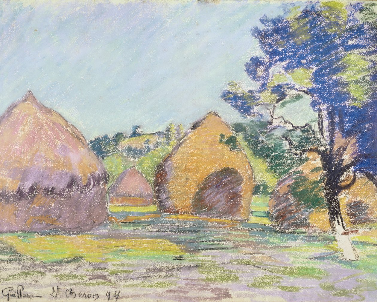 Haystacks at Saint-Cheron by Jean Baptiste Armand Guillaumin