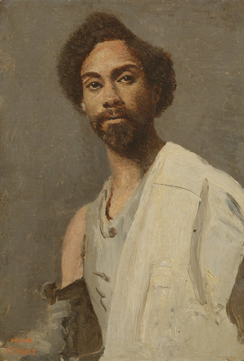 Portrait of an Abyssinian man by Jean Baptiste Camille Corot