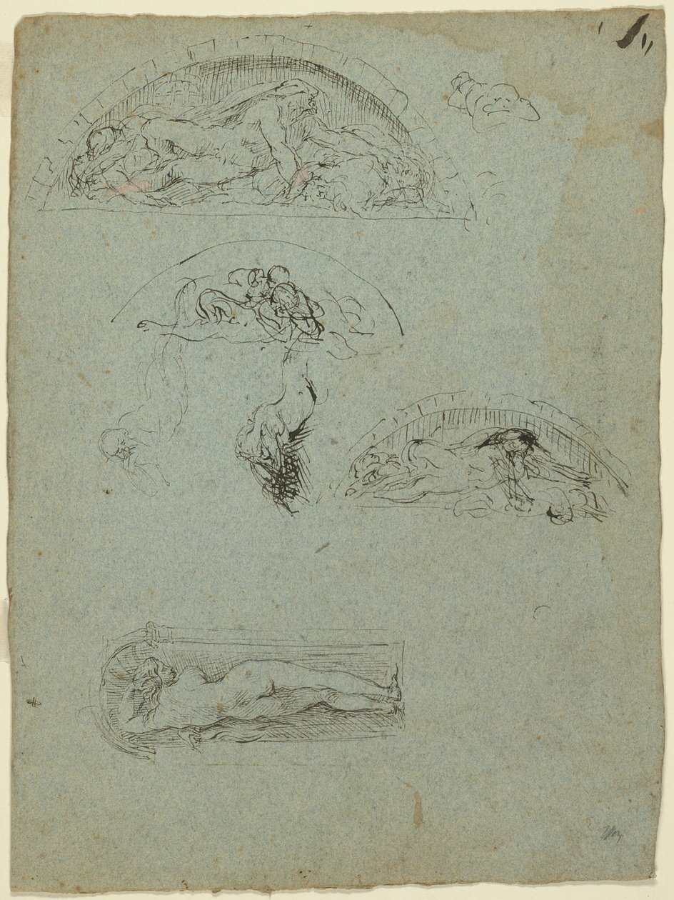 Standing Figure in a Niche and Studies for the Ugolino Group (recto ...