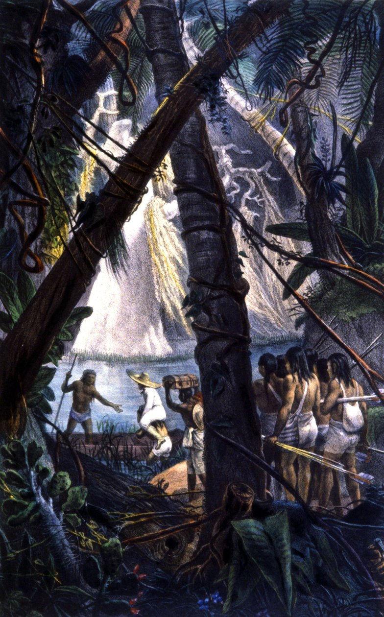Goyana Indians in the Amazonian Forest. Lithography 1839