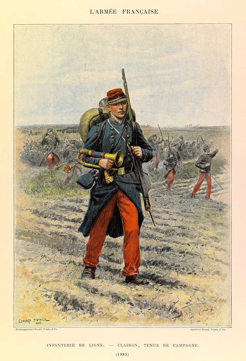 Types and Uniforms of the French Army: Line Infantry; Bugler in Field ...