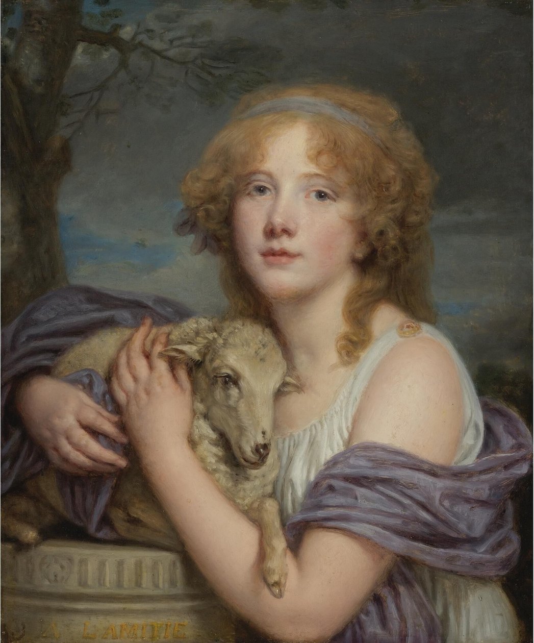 Girl with a Lamb by Jean-Baptiste Greuze: Fine art print