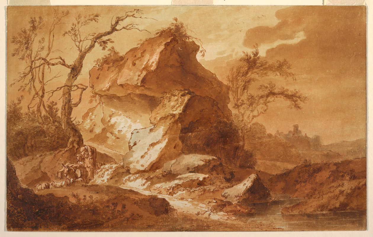 A Mountainous Landscape, 1763 by Jean Baptiste Huet