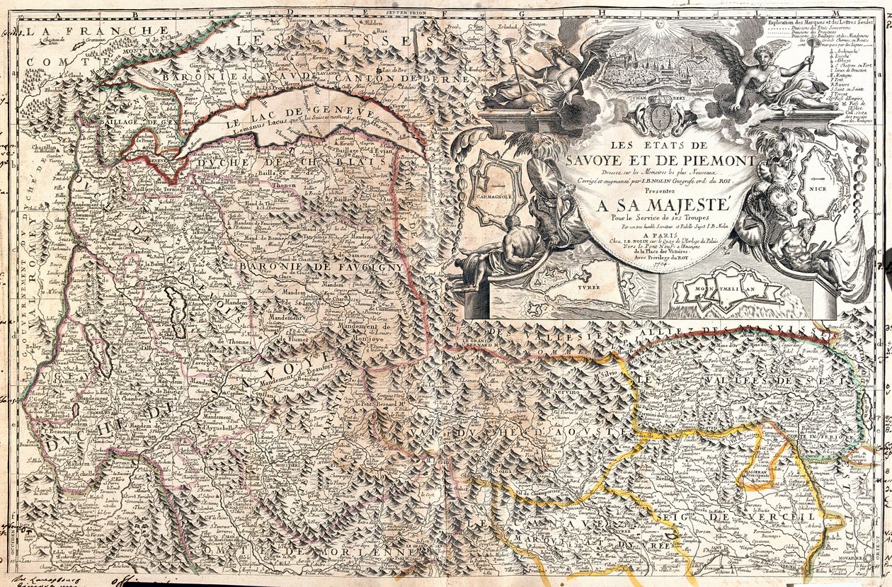Map of Savoy and Piedmont (Italy) (Engraving