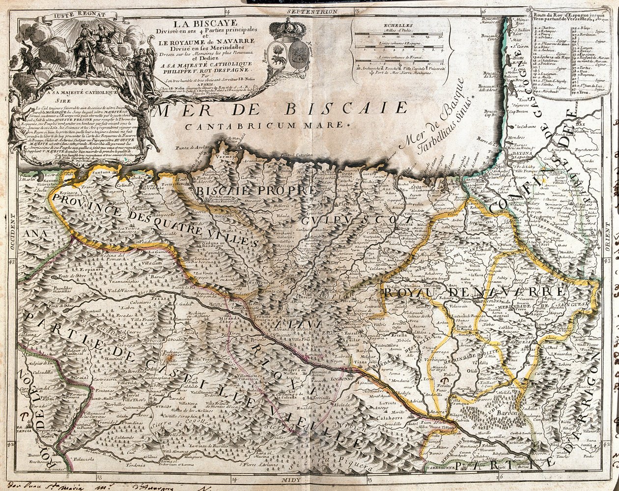Map of the Biscay Province (Spain) and the Kingdom of Navarre (France)