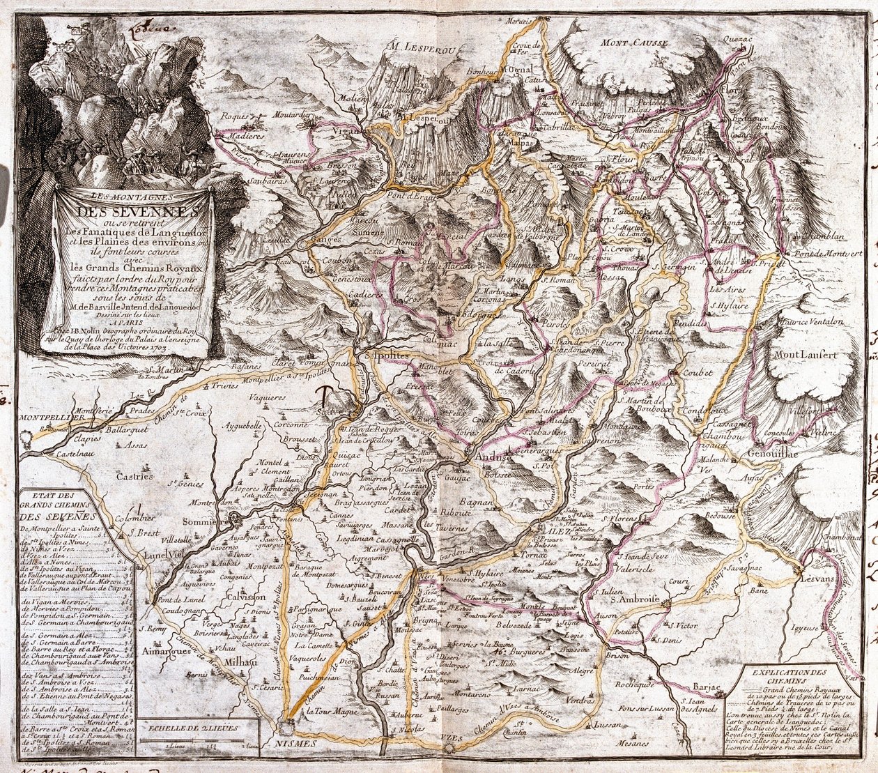 Map of the Cevennes (France) by Jean-Baptiste Nolin