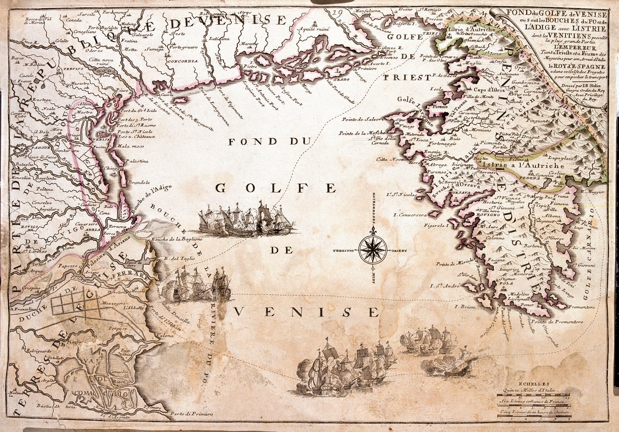 Map of the Gulf of Venice, Adriatic Sea
