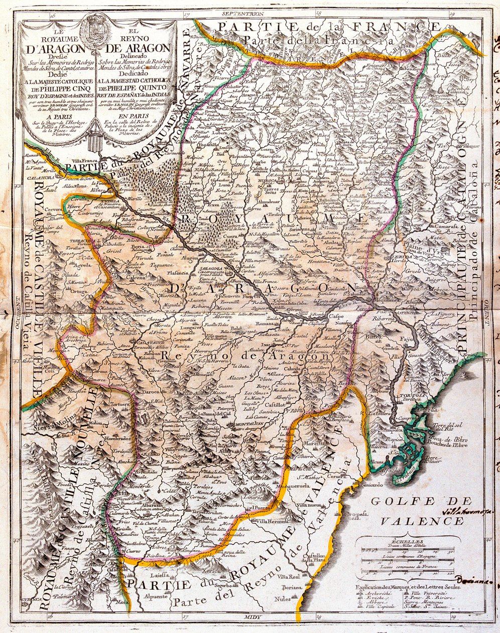 Map of the Kingdom of Aragon (Spain) by Jean Baptiste Nolin