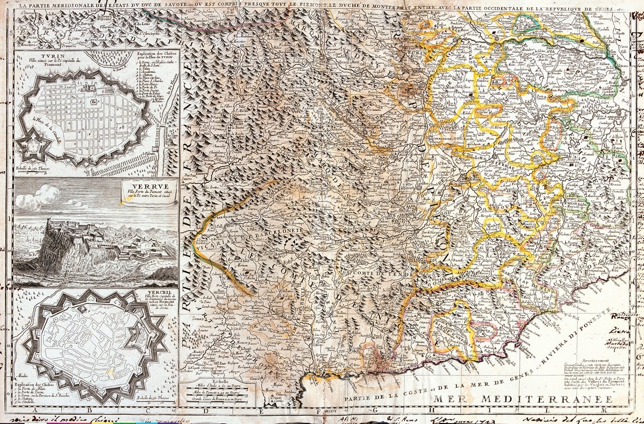 Map of the South Territories of the Duke of Savoy, in Italy