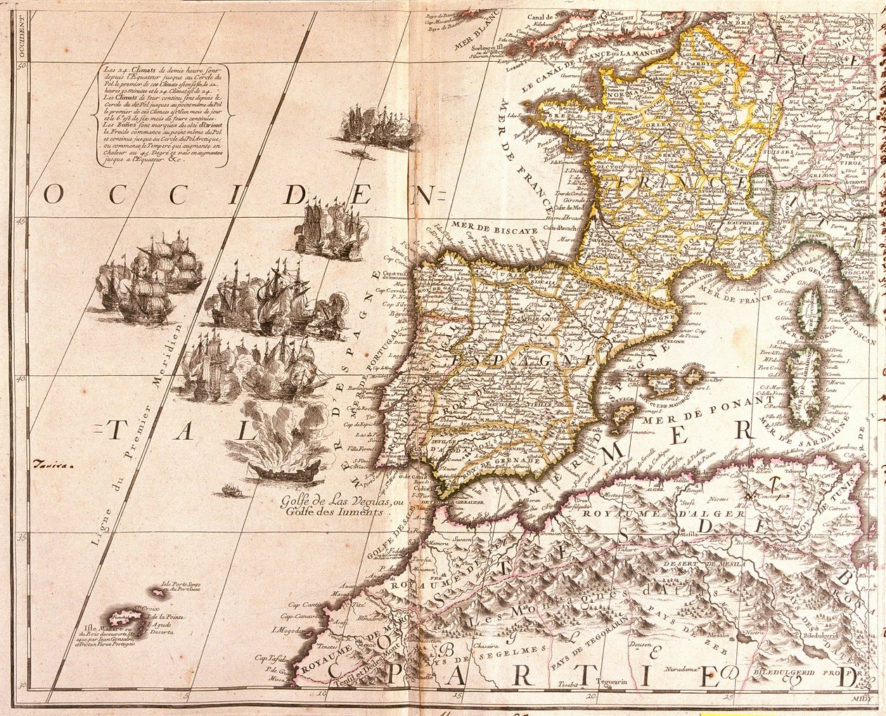 Map of the Western Mediterranean Countries: France, Spain, Portugal and ...