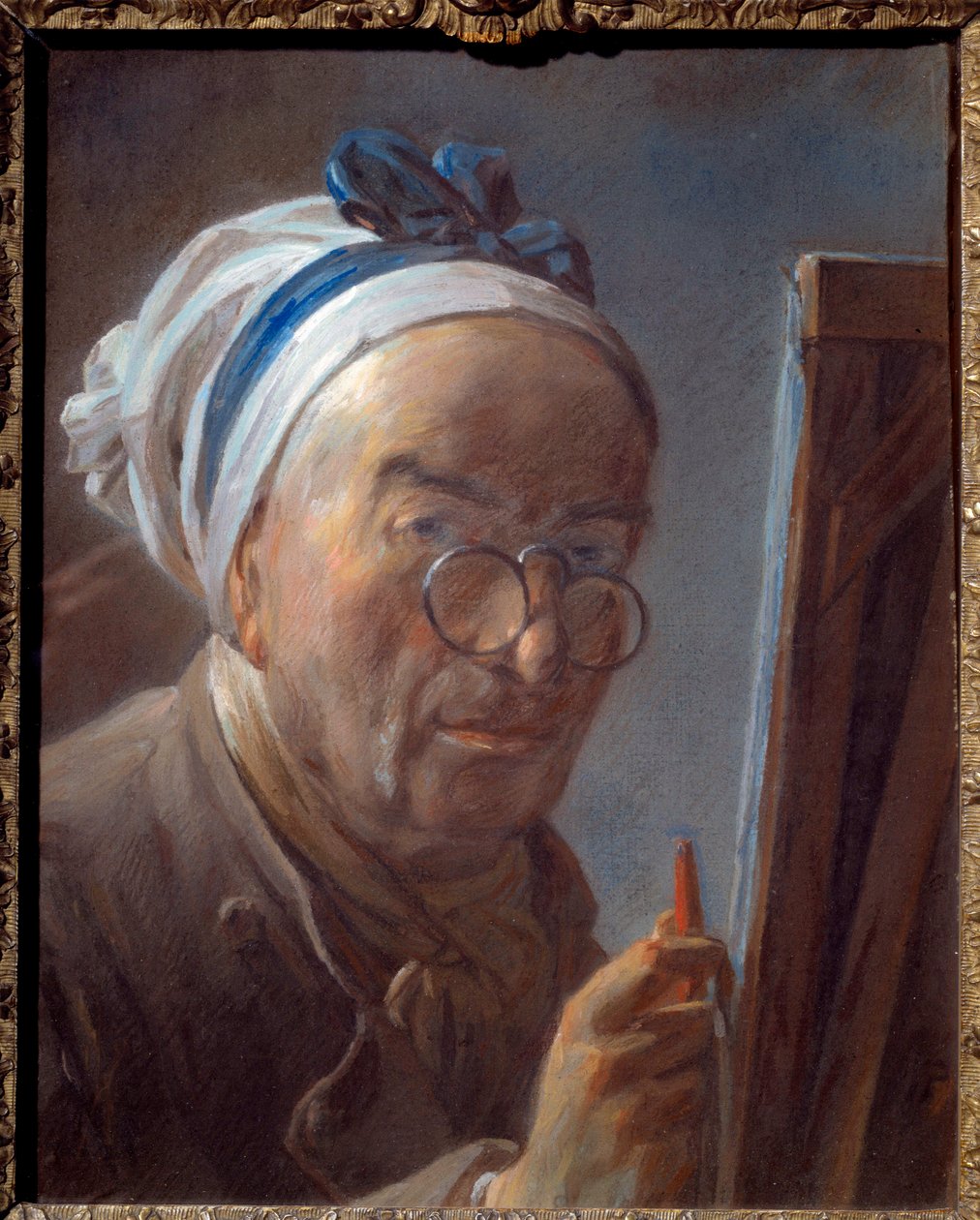 Self Portrait at the Easel by Jean-Baptiste Simeon Chardin
