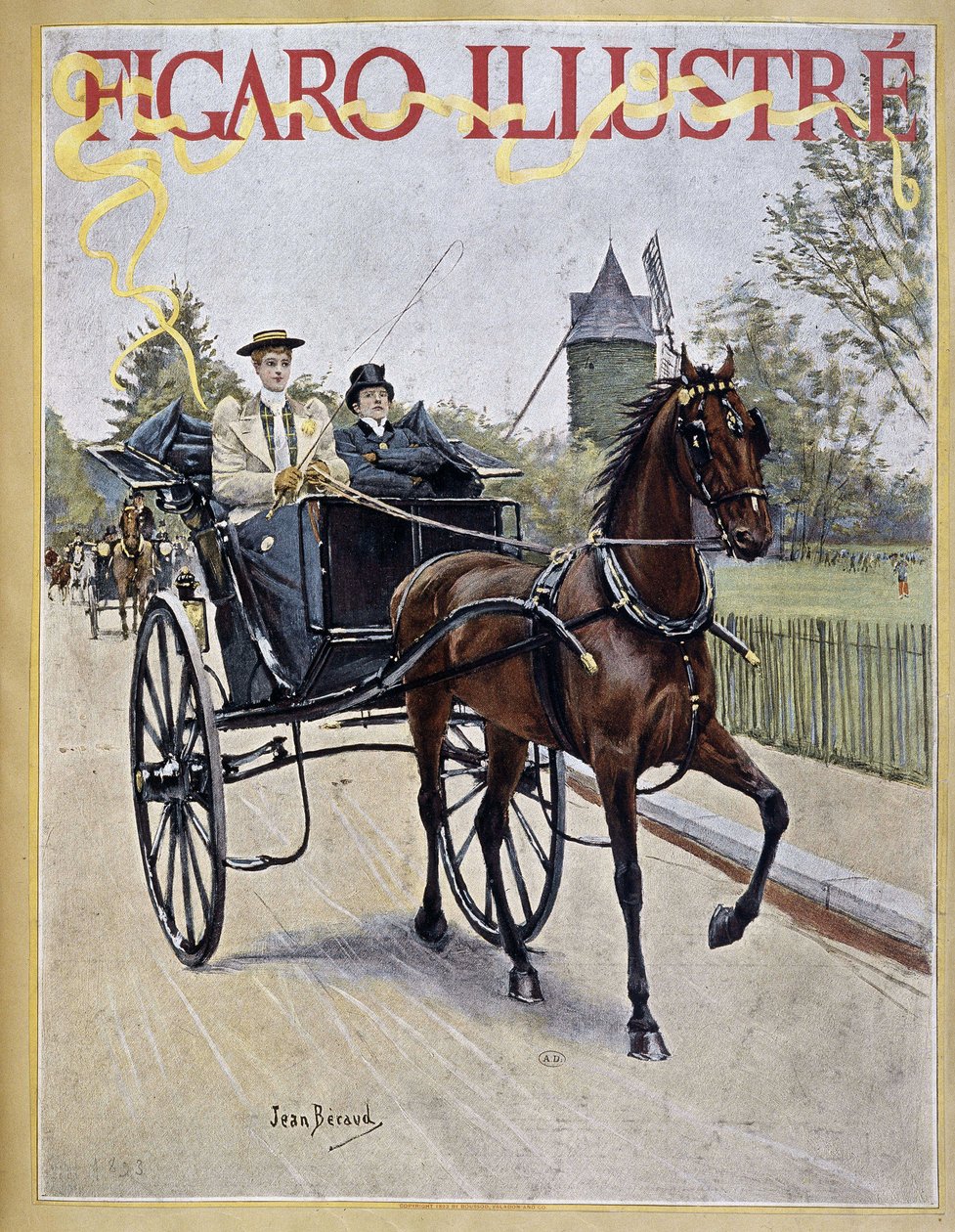 Woman driving a carriage with man sitting next door - cover in 'Figaro ...