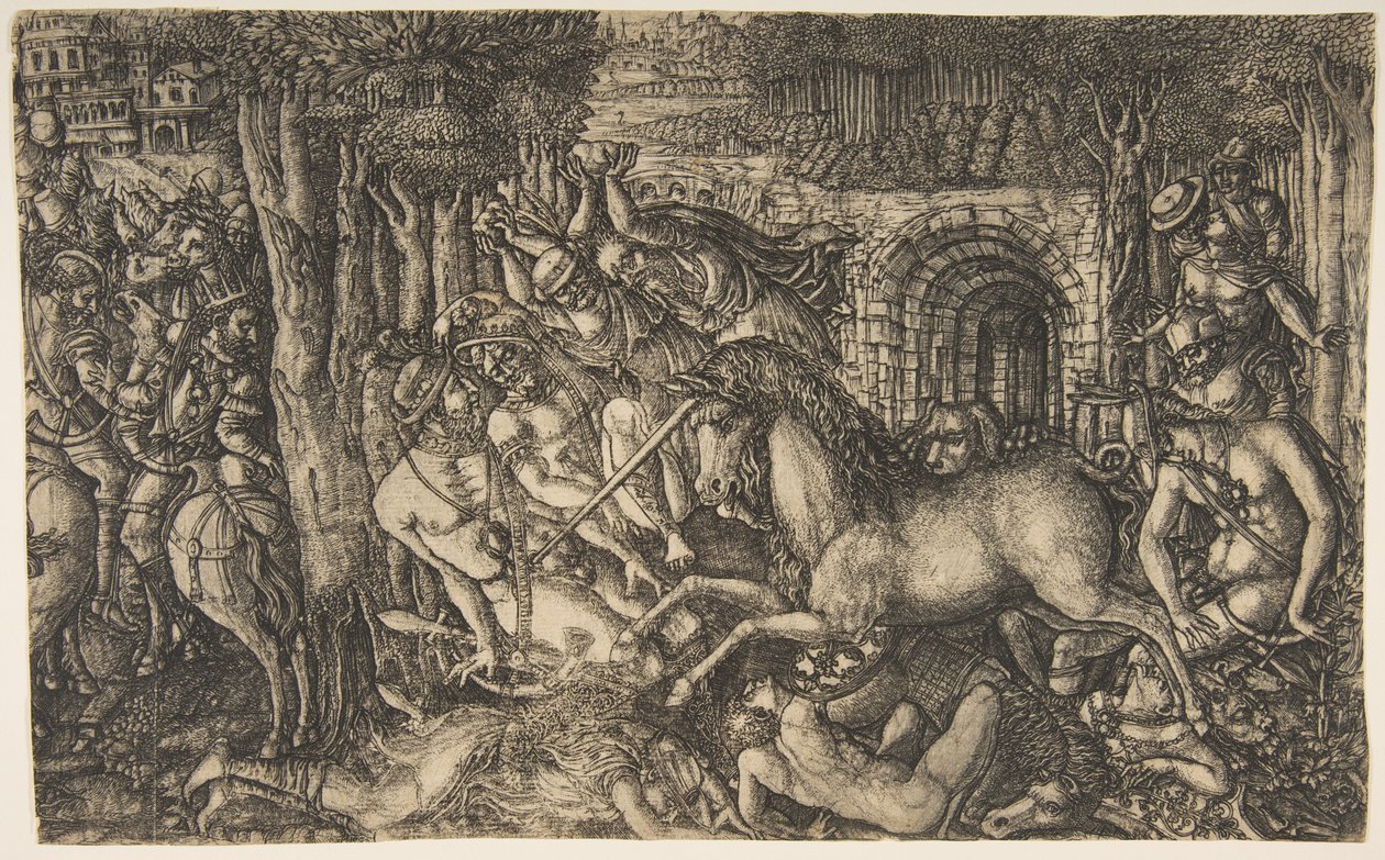 A King Pursued by a Unicorn, from the Unicorn Series, ca. 1555