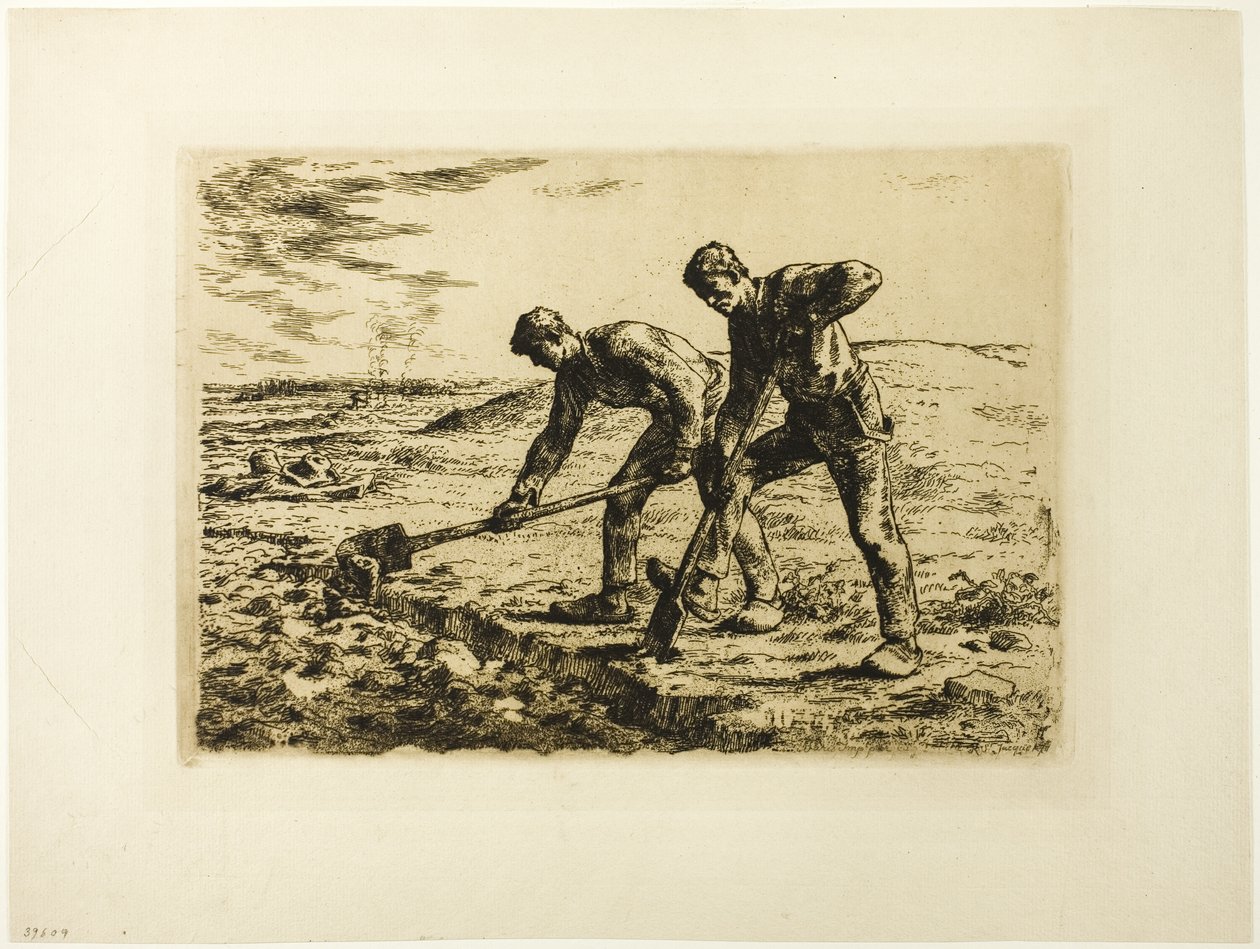 Two Men Digging by Jean Francois Millet: Fine art print