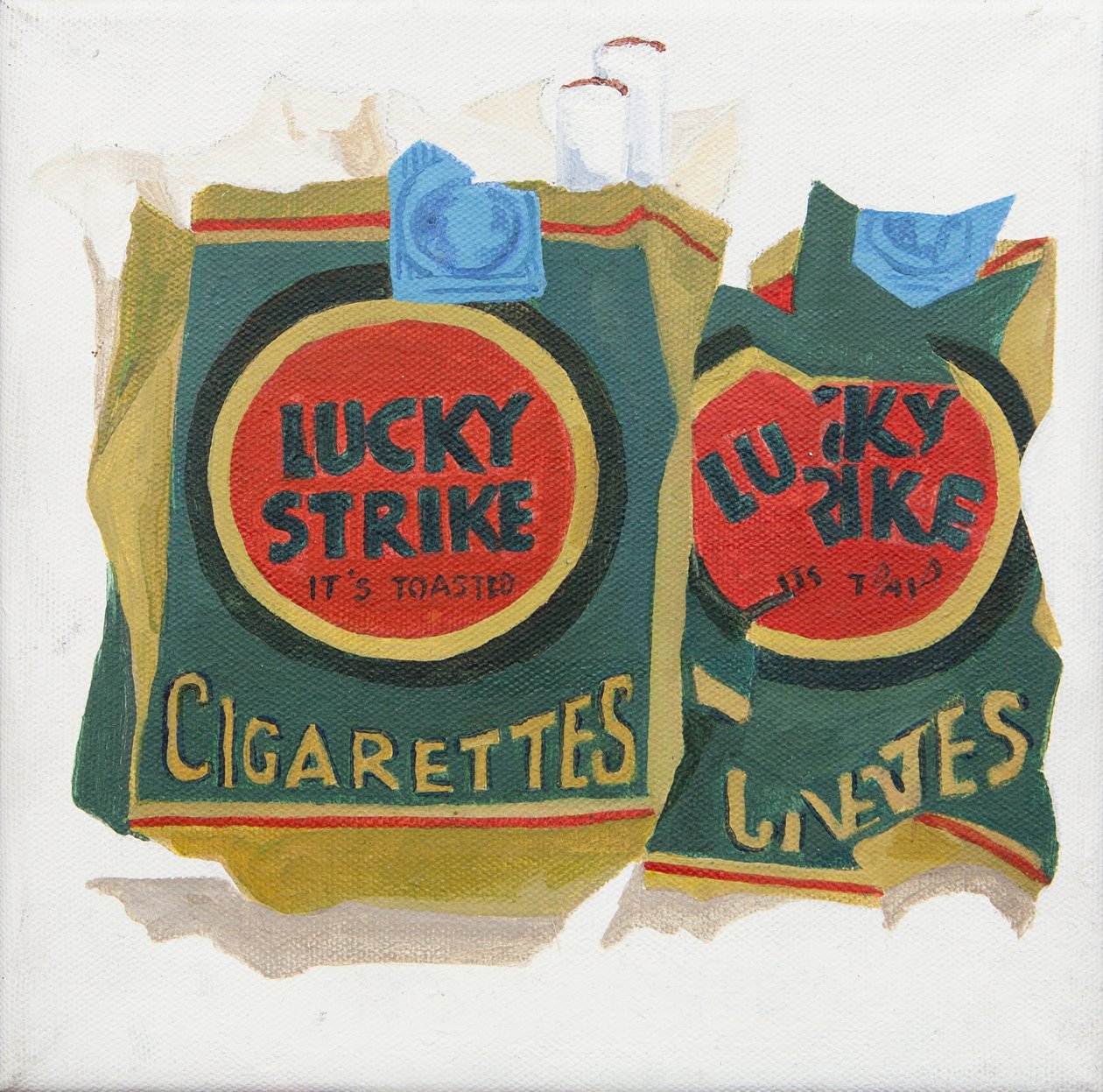 Green Lucky Strike packs by Jennifer Abbott