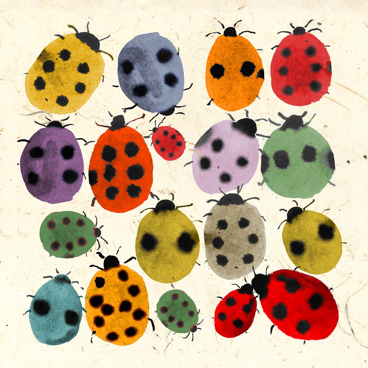 Inky Ladybirds by Jenny Frean: Premium art reproduction