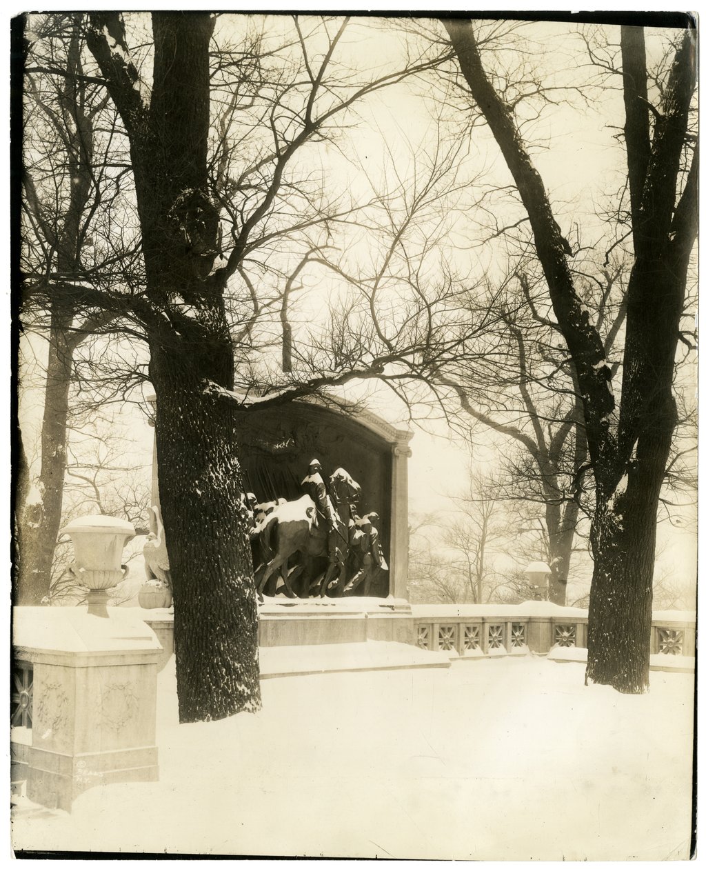 Shaw Memorial in storm, Boston, USA, c.1902-10