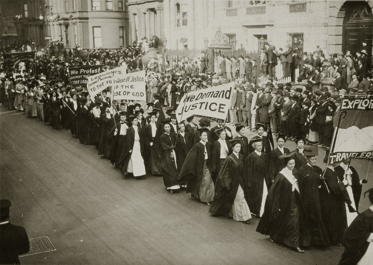 Women in Academic Dress Marching in a Suffrage Parade in New York City