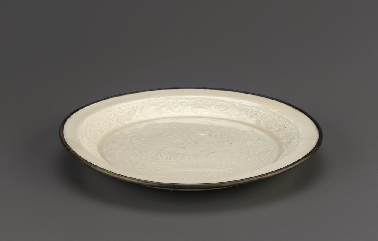 Ding ware dish with moulded decoration of mandarin ducks, Hebei ...