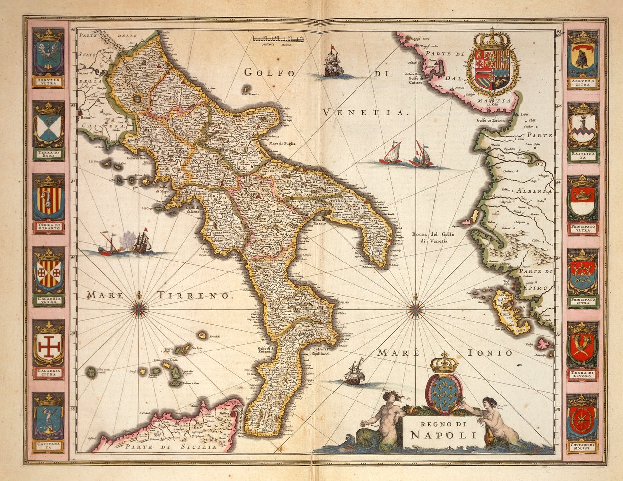 Map of Calabria region by Joan Blaeu: Buy fine art print