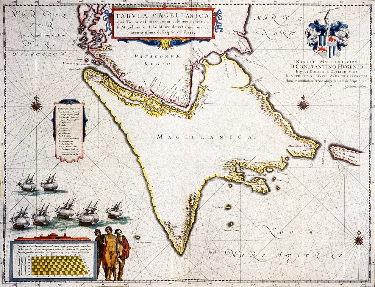 Tabula Magellanica: Map of Strait of Magellan by Joan Blaeu