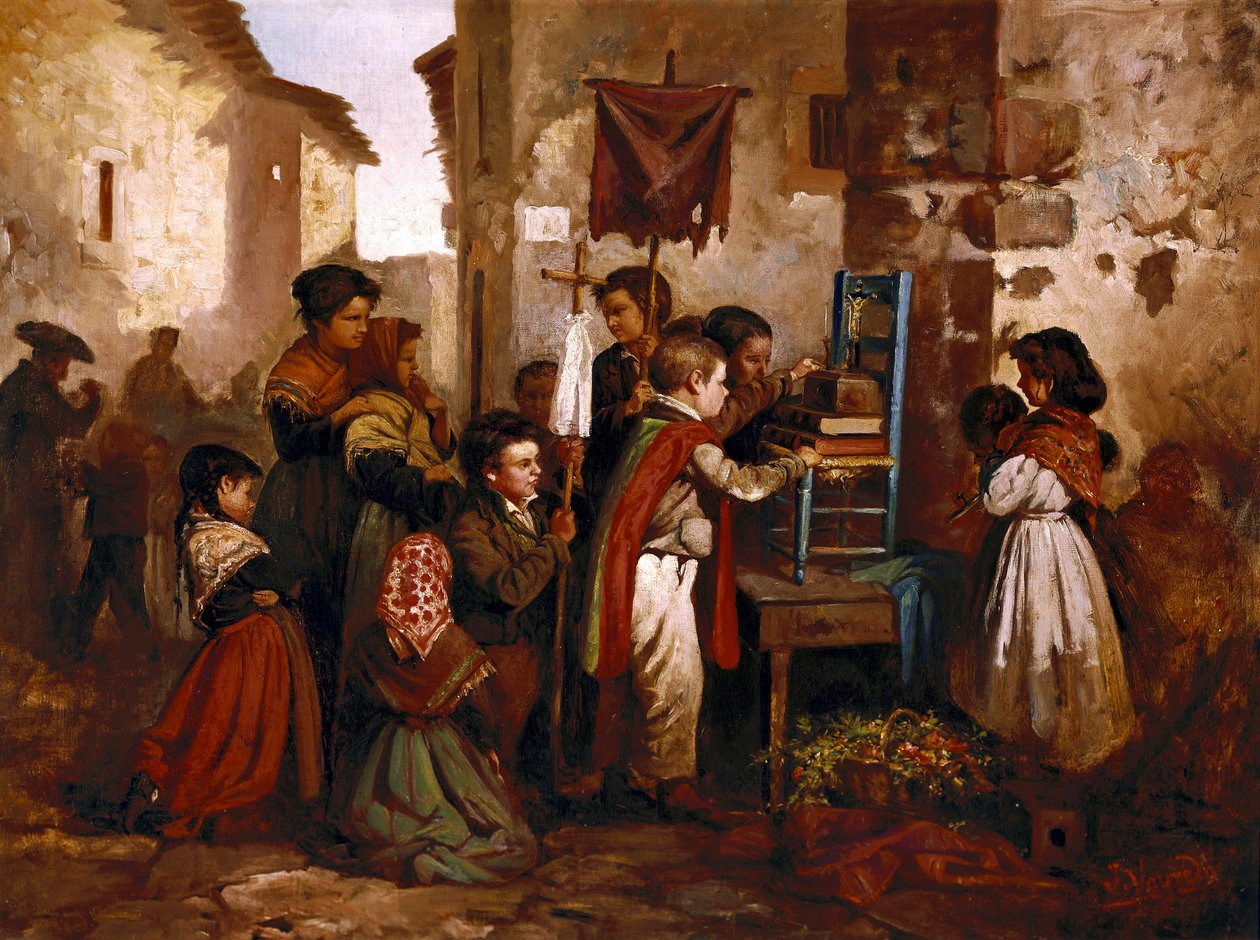 Children Playing in the Religious Procession, Painting by Joaquim ...