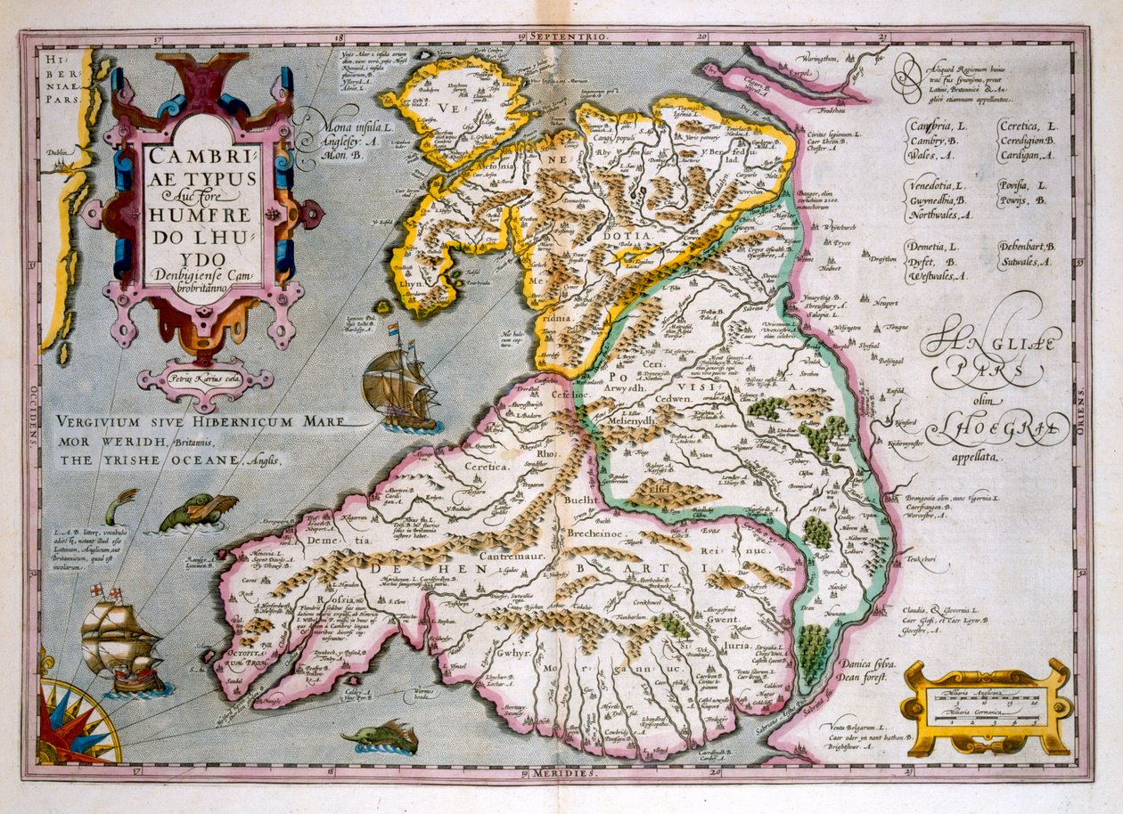 Map of Wales by Jodocus Hondius: Buy fine art print