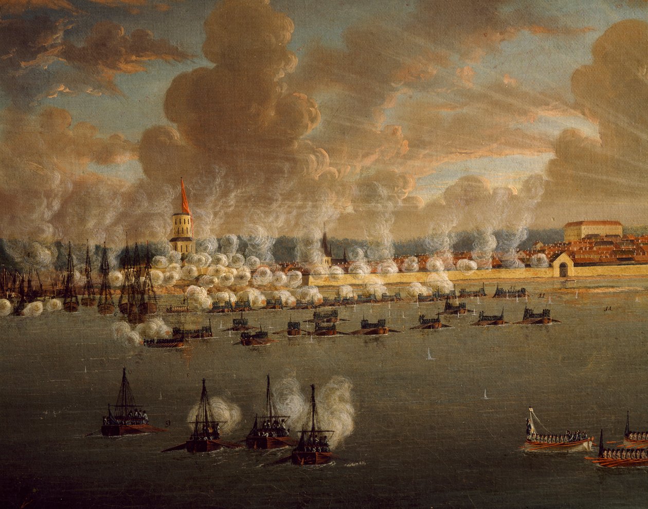 Gustav III's Swedish fleet laying siege to Frederikshavn, May 20 1790