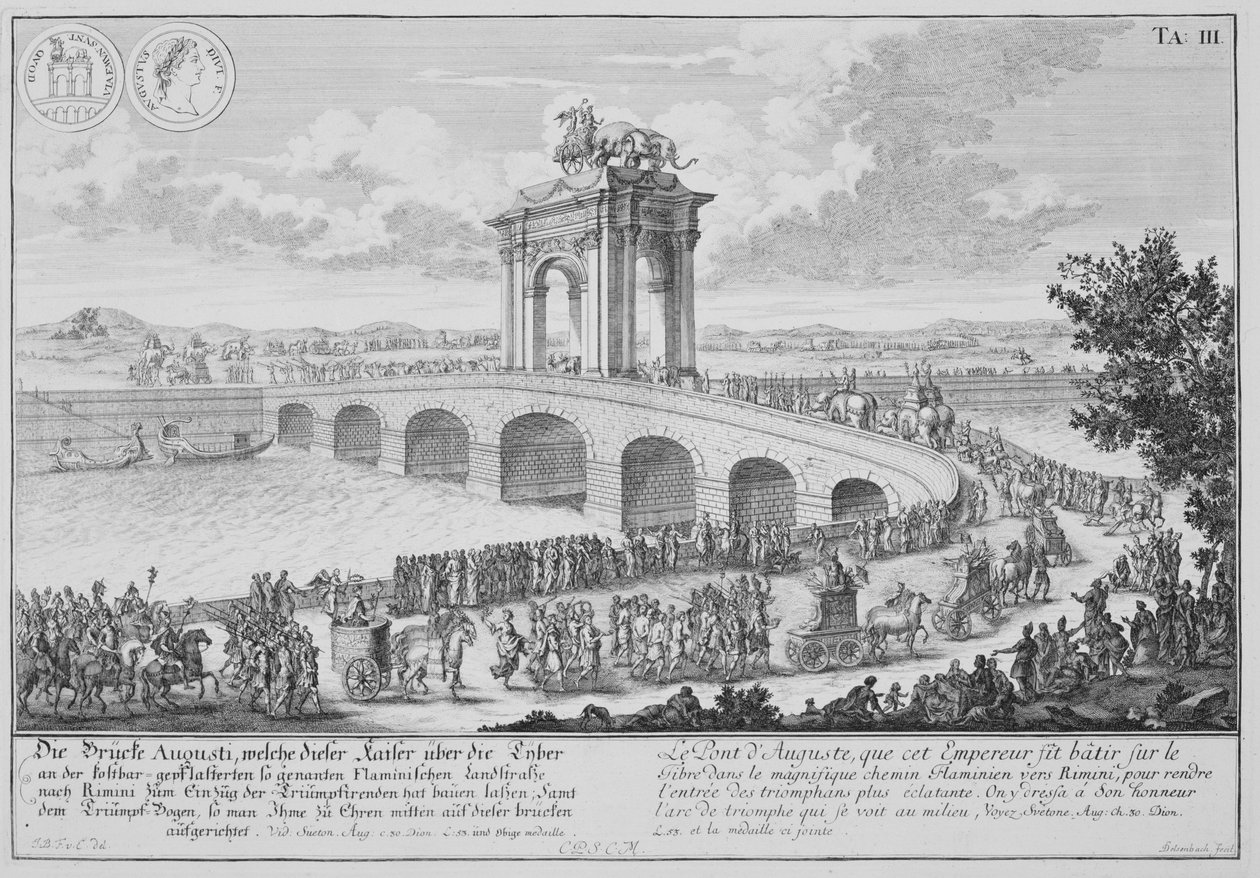 Bridge of Augustus on Via Flaminia, near Rimini, Italy, from 'Entwurf ...