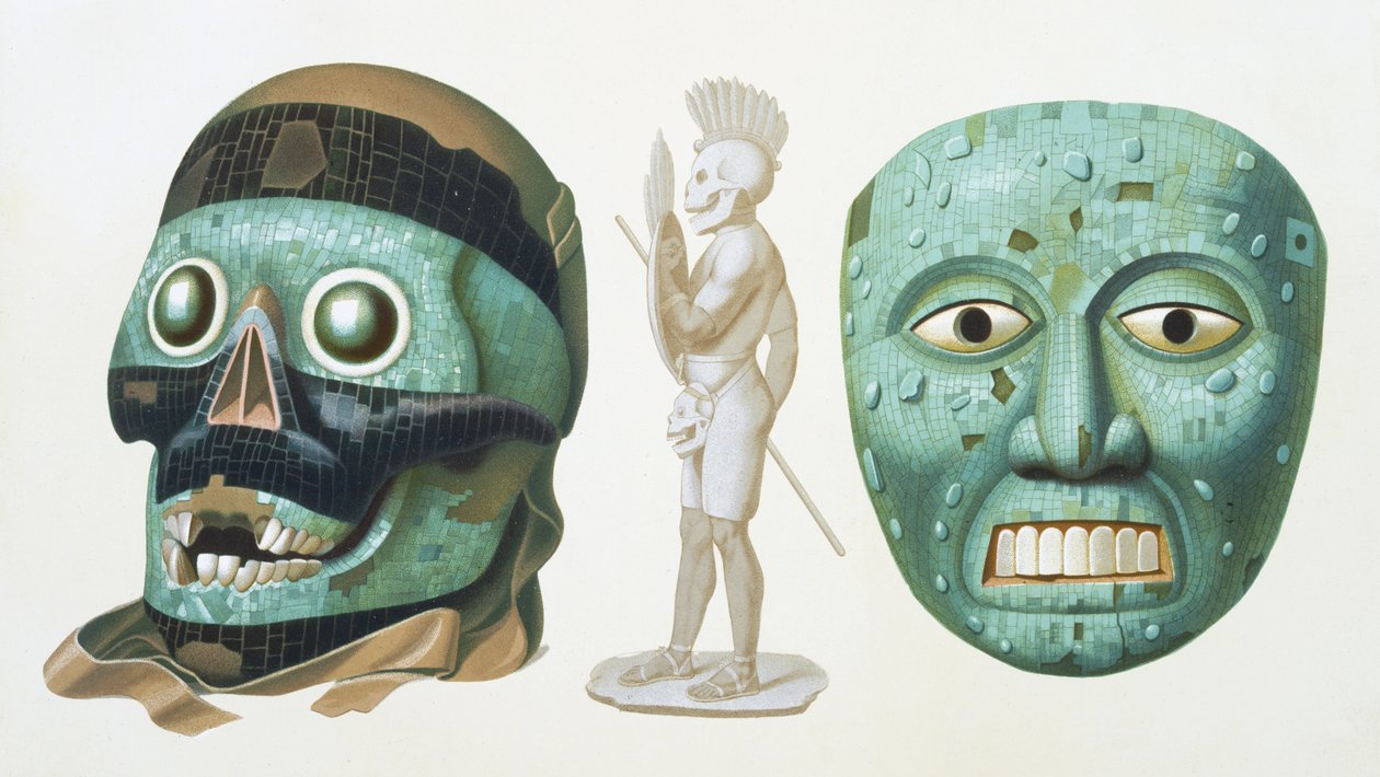 Skull Mask of the God Tezcatlipoca and Mask Representing the God ...