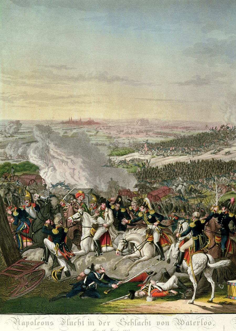 Flight of Napoleon I (1769-1821) Battle of Waterloo, 18th June 1815, 1816