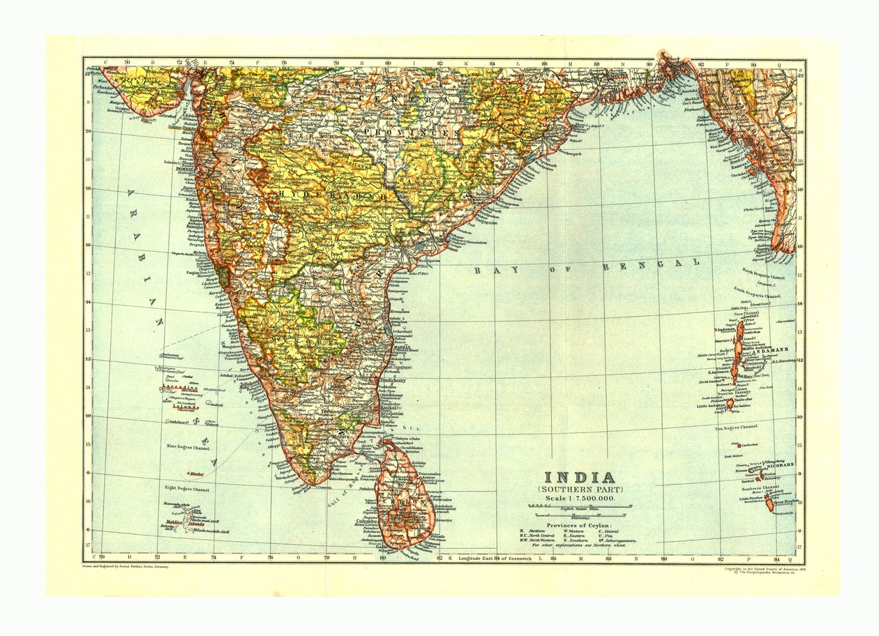 Map of India Southern Part, c1910