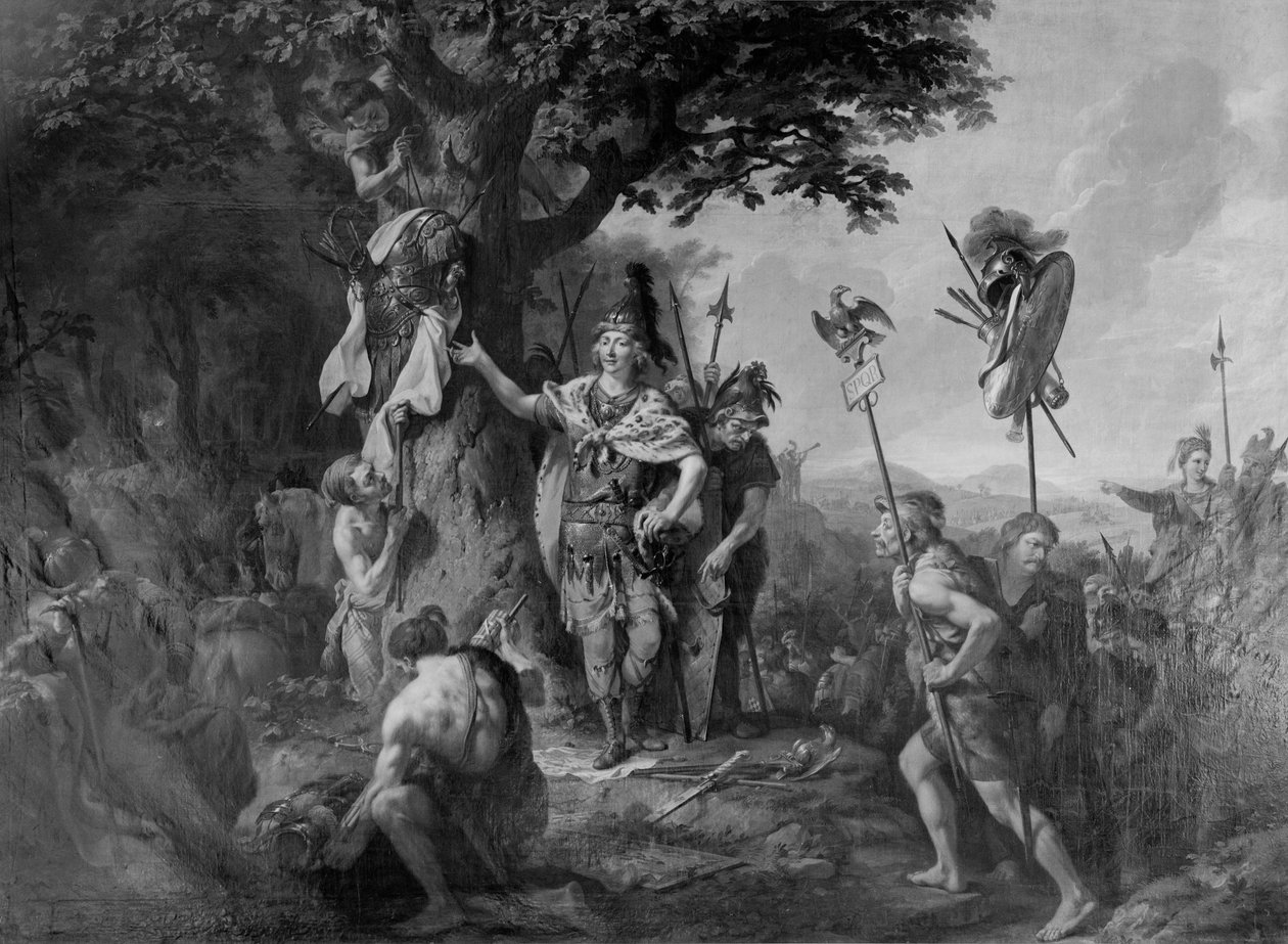Hermann celebrating victory after the Battle in the Teutoburg Forest