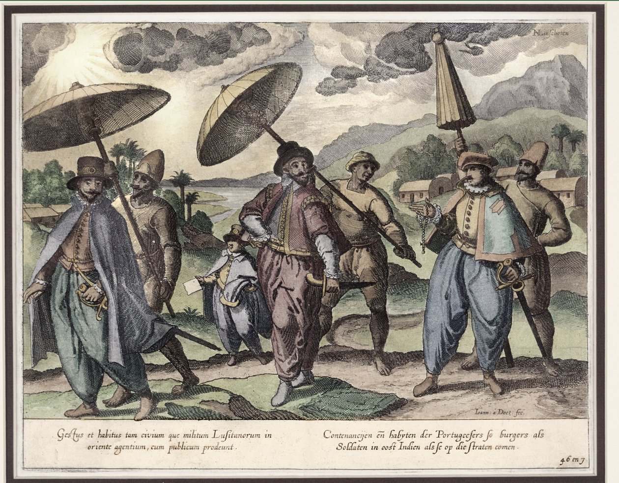 Portuguese in Goa, illustration from 'Jan Huyghen van Linschoten, His ...