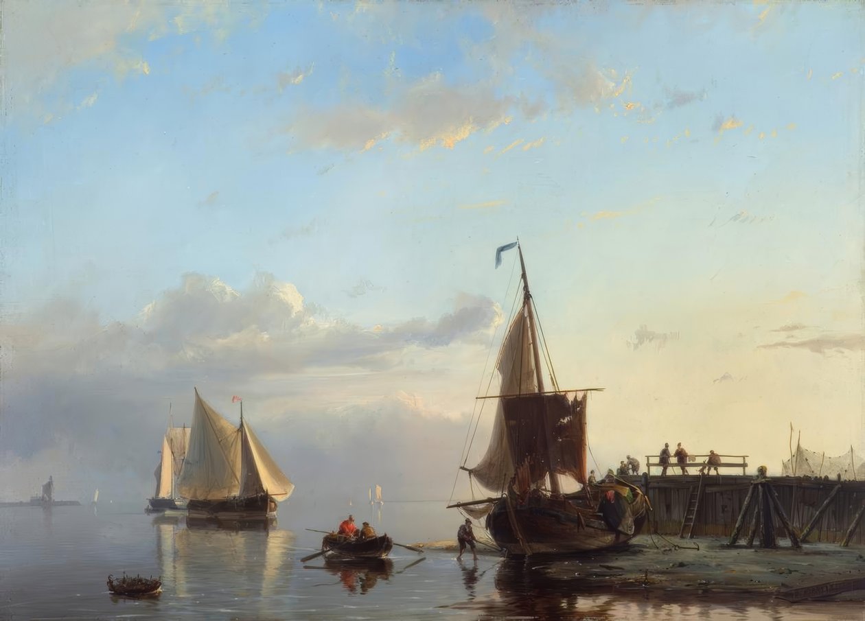 J.H.B. Koekkoek, Sailing Ships in Evening Light