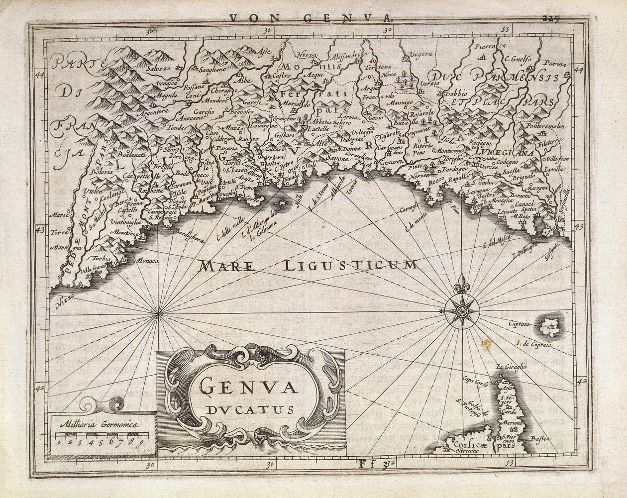 Duchy of Genoa, Map by Jan Baptist Vrients from German atlas, Copper ...