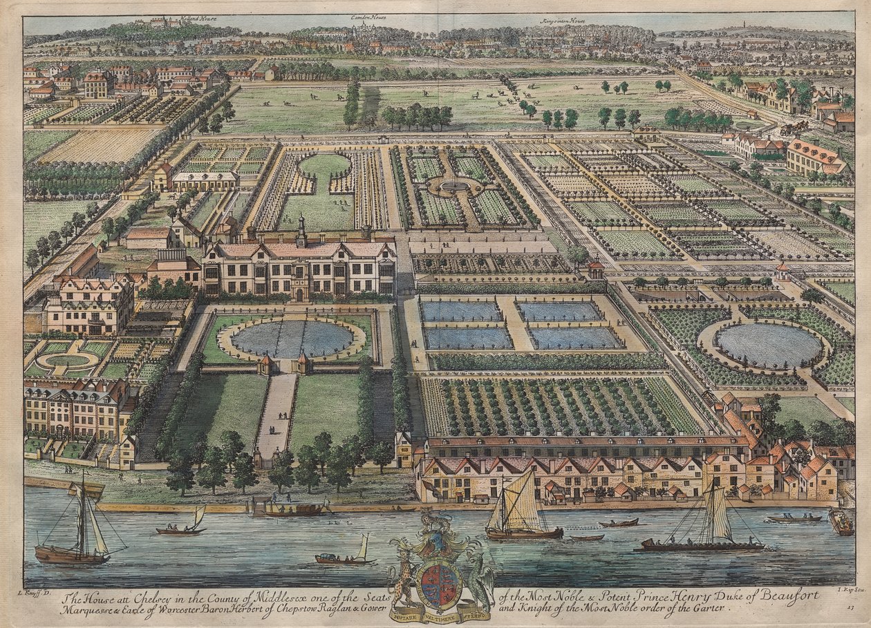 Beaufort House, Chelsea by Johannes Kip: Fine art print