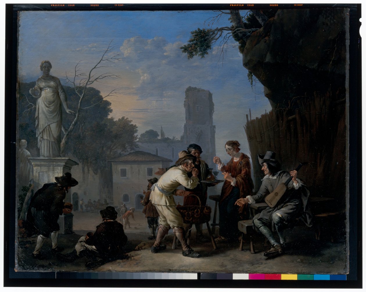 A Tavern in a Piazza by Johannes Lingelbach: Fine art print