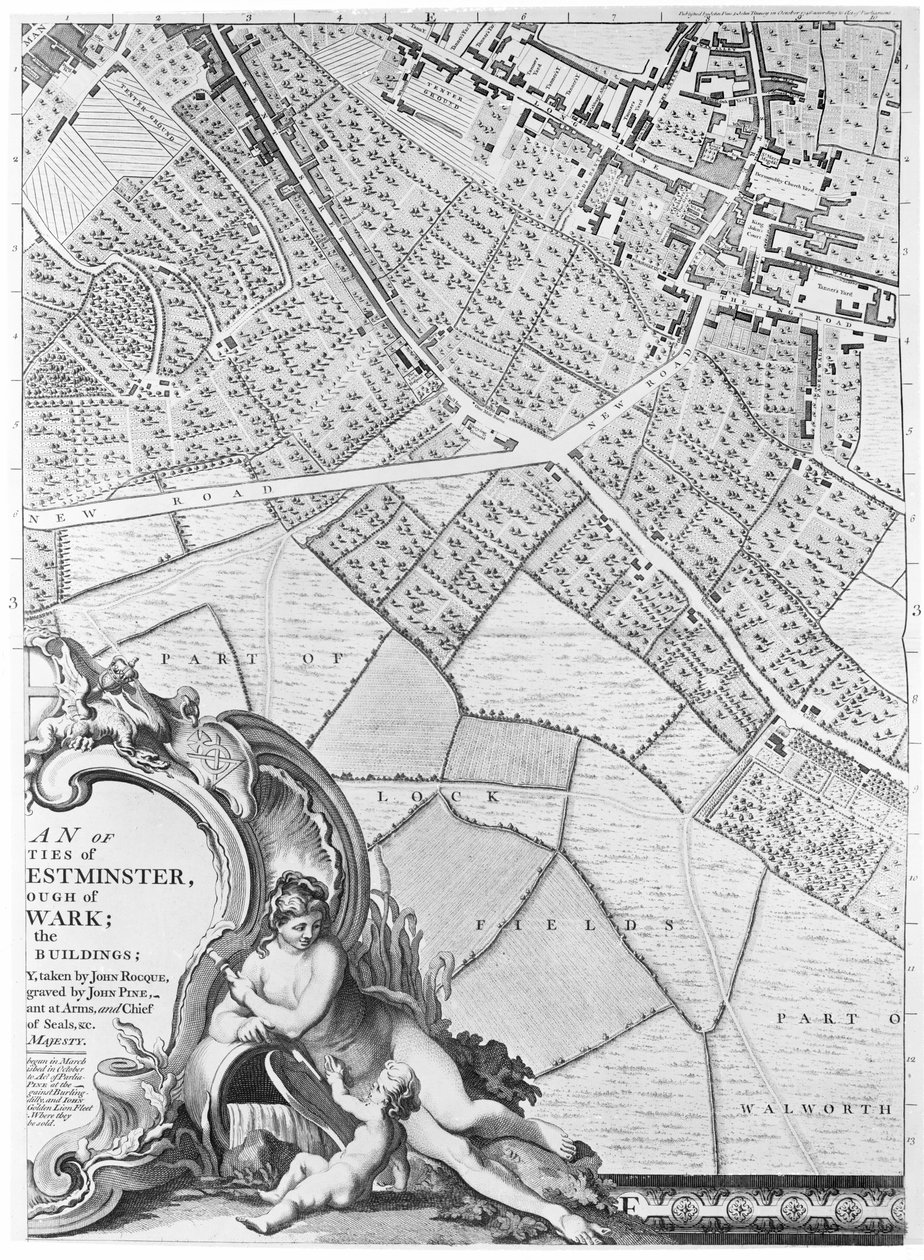 A Map of Camberwell, London, 1746 by John Rocque