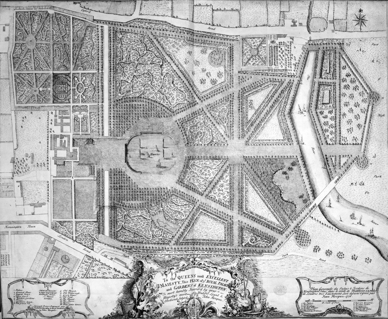A Map of the Royal Palace and Gardens of Kensington, London, 1736