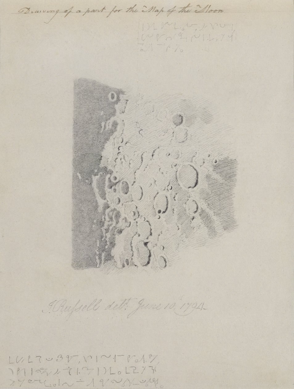 Drawing for the map of the moon by John Russell