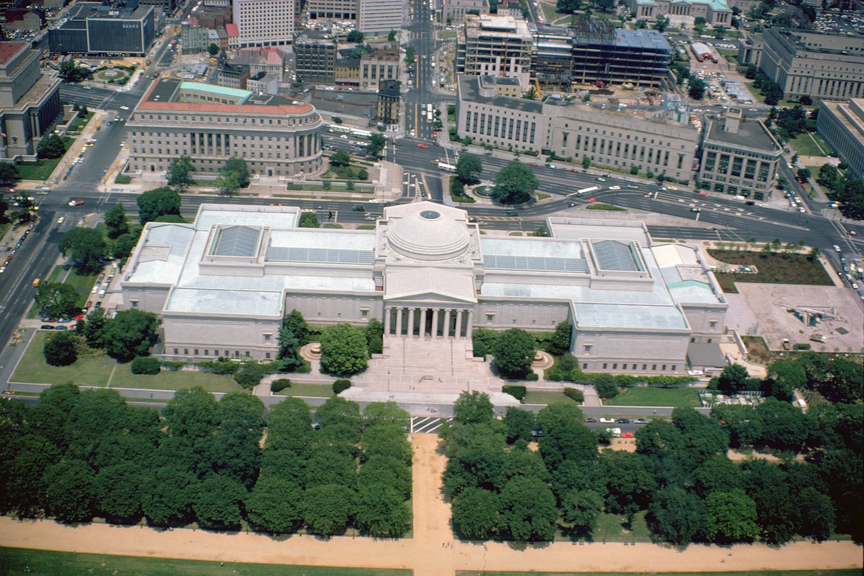 Aerial view of the National Gallery of Art West Building, completed in 1941