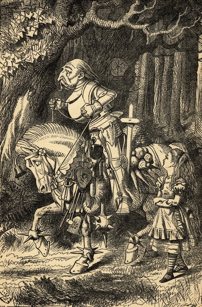 Alice and the White Knight (Illustration from 'Alice in Wonderland')