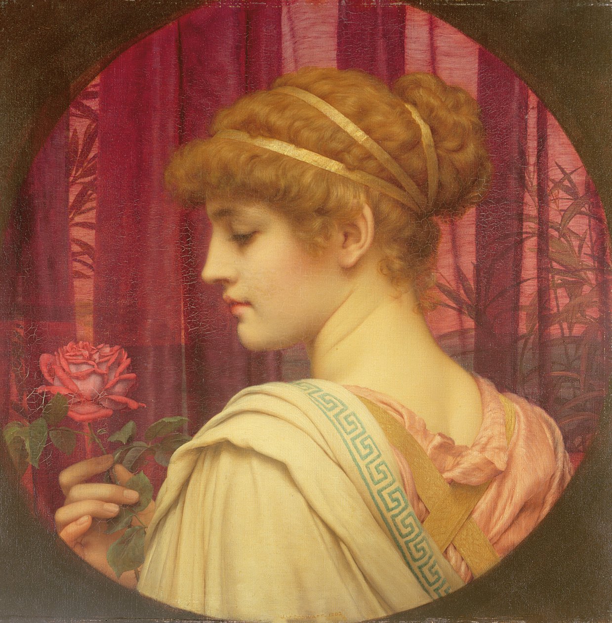 Girl with Red Rose by John William Godward: Fine art print