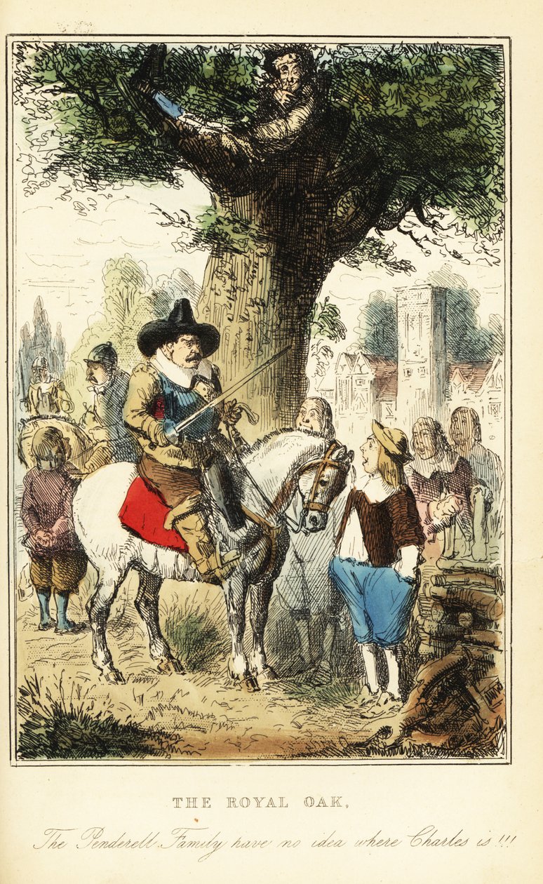 King Charles II Hiding Up an Oak Tree in Boscobel Wood, After the ...