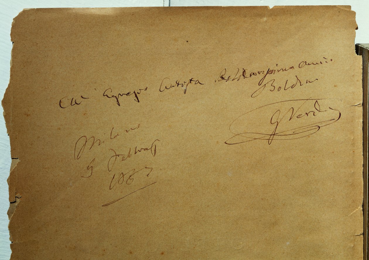 Autographed dedication by Giuseppe Verdi to Giovanni Boldini